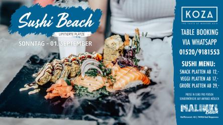 Party - Sushi Beach // Koza x Malinki Beach // Premium Sushi Menu ...