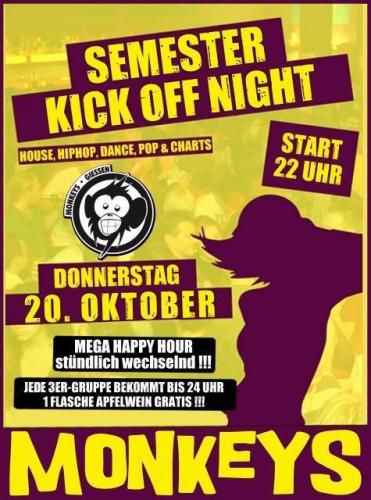 Party - Semester KICK OFF NIGHT - Monkeys in Gießen - 20.10.2016