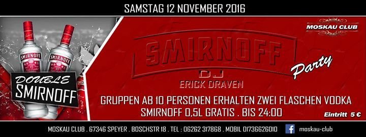 Party - Smirnoff party - Moskau Club - 12.11.2016