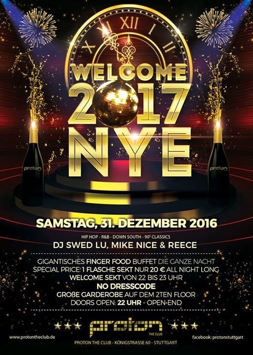 Party - Welcome 2017 - The proTON Silvester Night - Proton in Stuttgart ...
