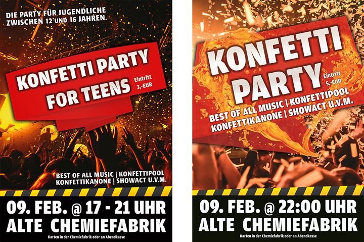 Party - 2x Konfettiparty satt - Alte Chemiefabrik in Cottbus - 09.02.2018