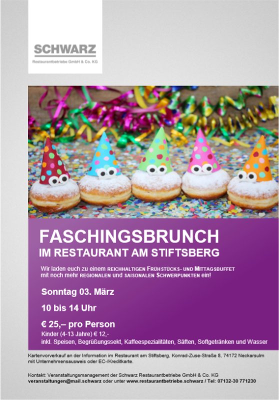 Sonstiges - Faschingsbrunch im Restaurant am Stiftsberg - Restaurant am ...