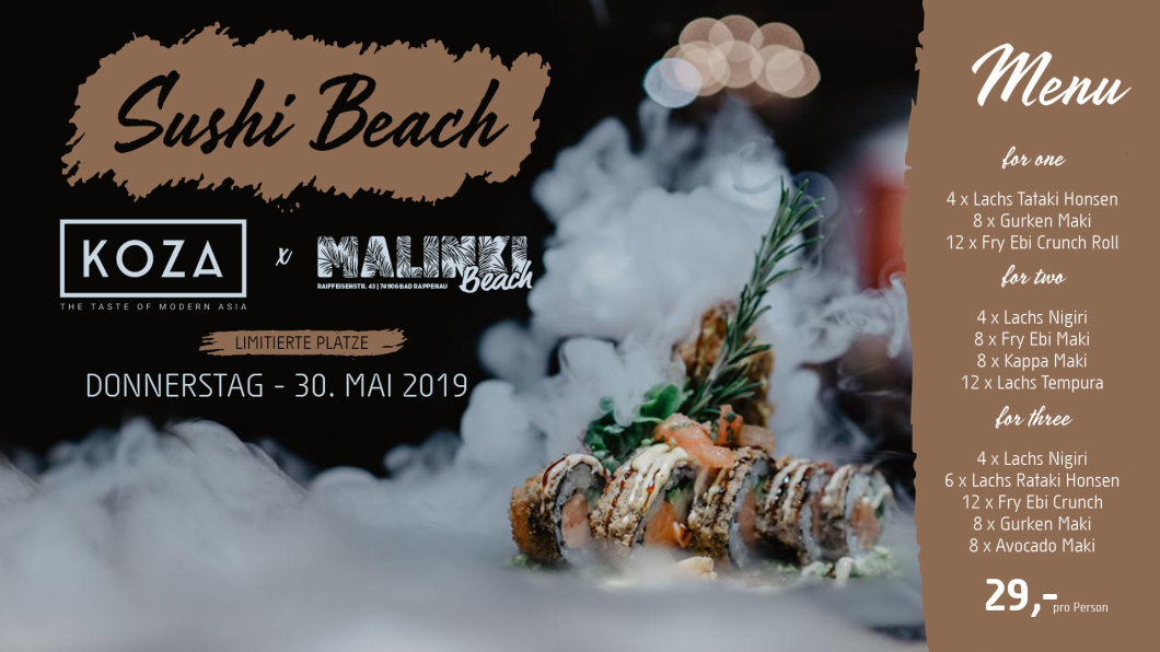 Sonstiges - Sushi Beach // Koza x Malinki Beach // Premium Sushi Menu ...